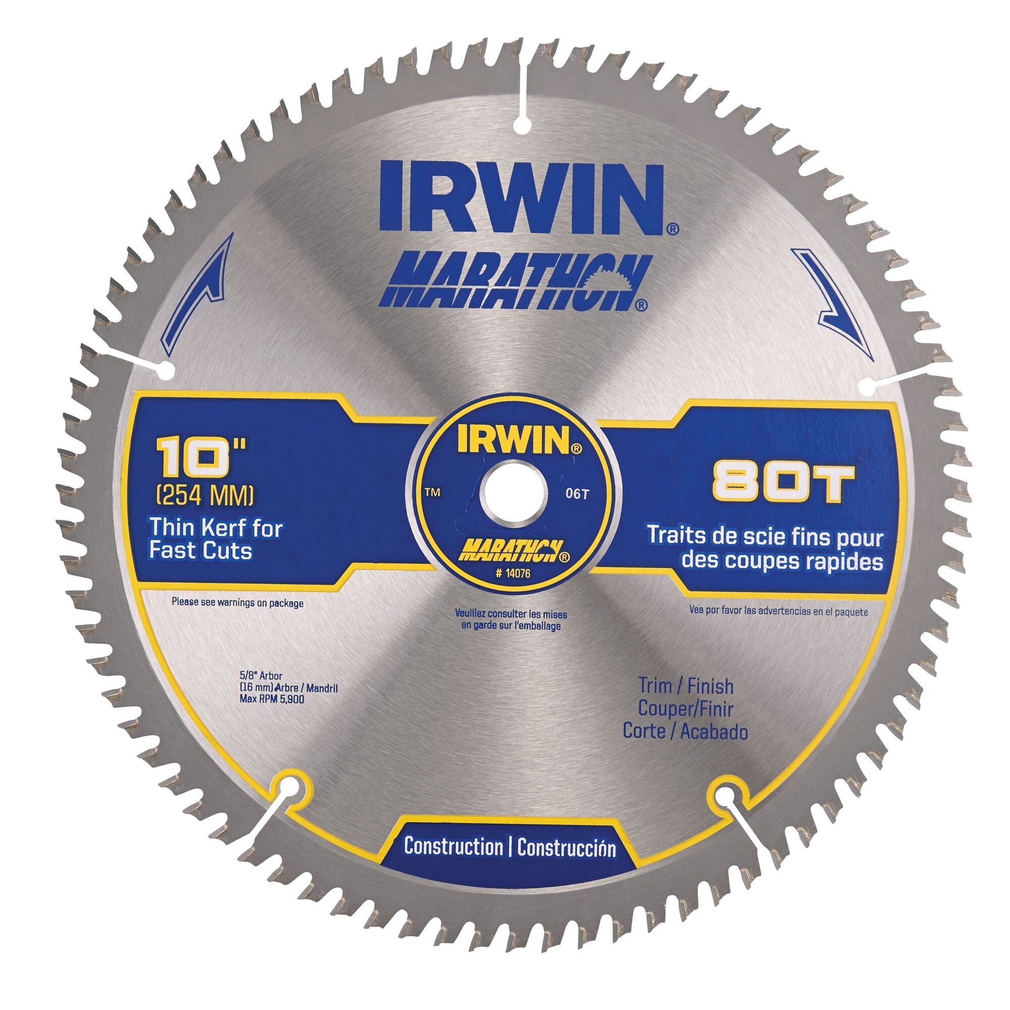 IRWIN Marathon Table & Miter Saw Blade, 10-Inch, 80T