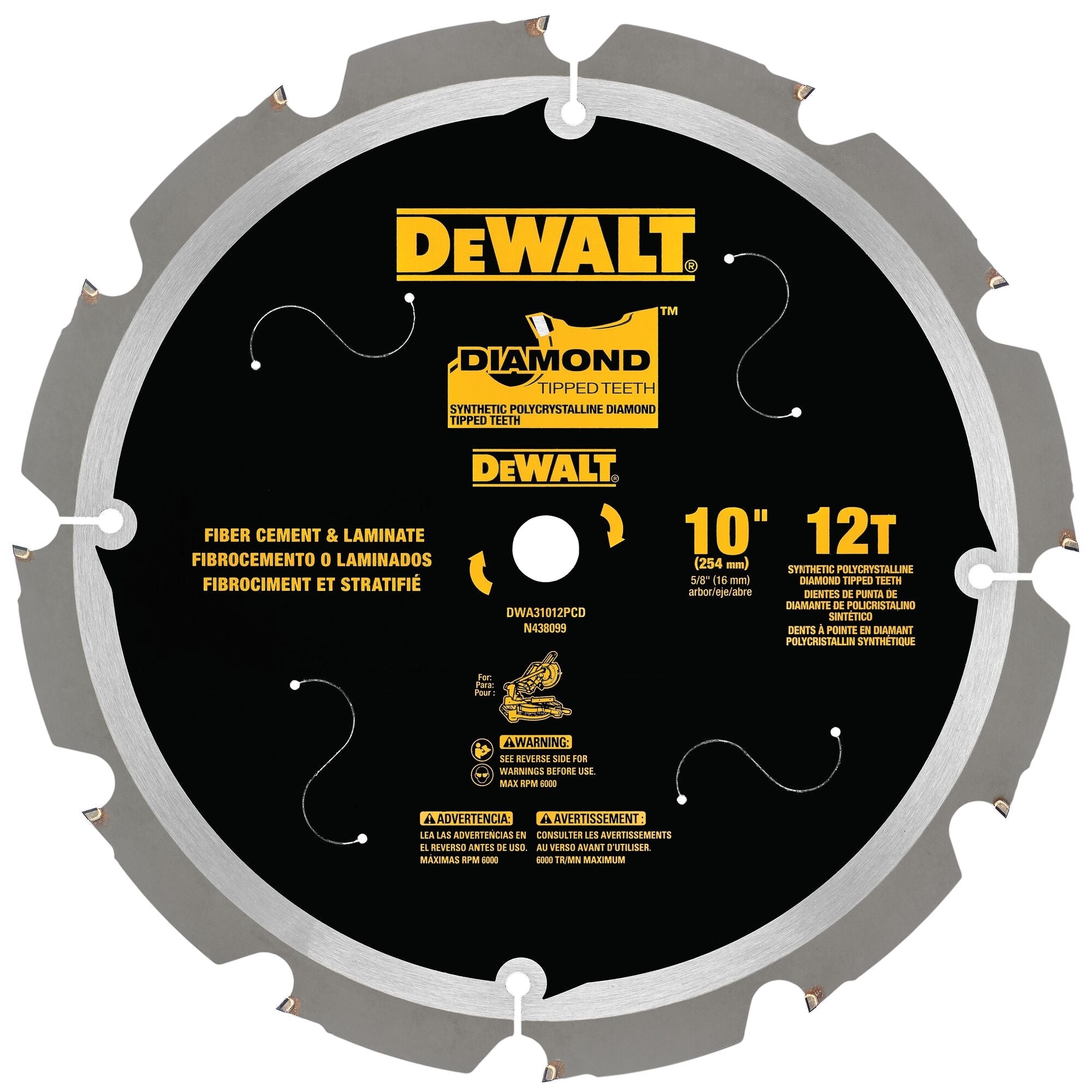 DEWALT 10" 12T PCD Tipped Lamint Saw Blade